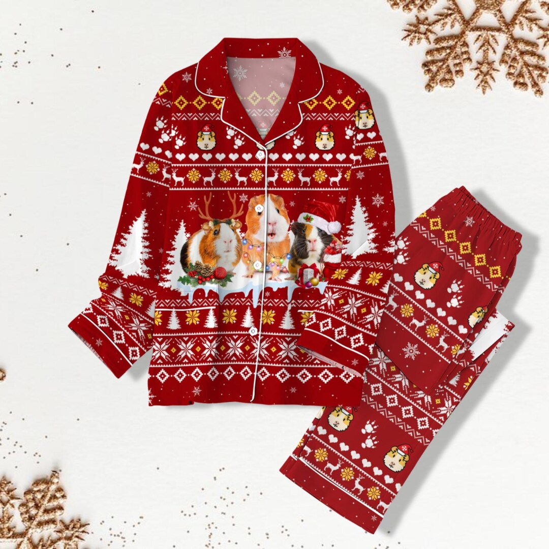 Christmas Guinea Pig Pajamas Pants, Christmas Farm Animal Pajamas ...