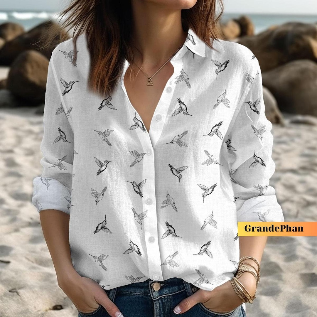 Hummingbird Blouse, Hummingbird Blouse Shirt, Womens Clothing, Shirt ...