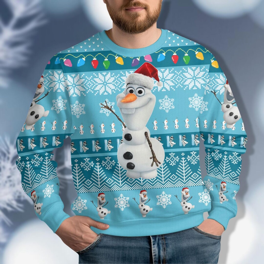Disney Olaf Christmas Sweater, Frozen Olaf Xmas Light, Santa Olaf Ugly ...