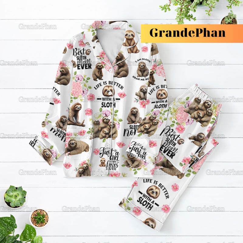 Sloth Pajamas - Etsy UK
