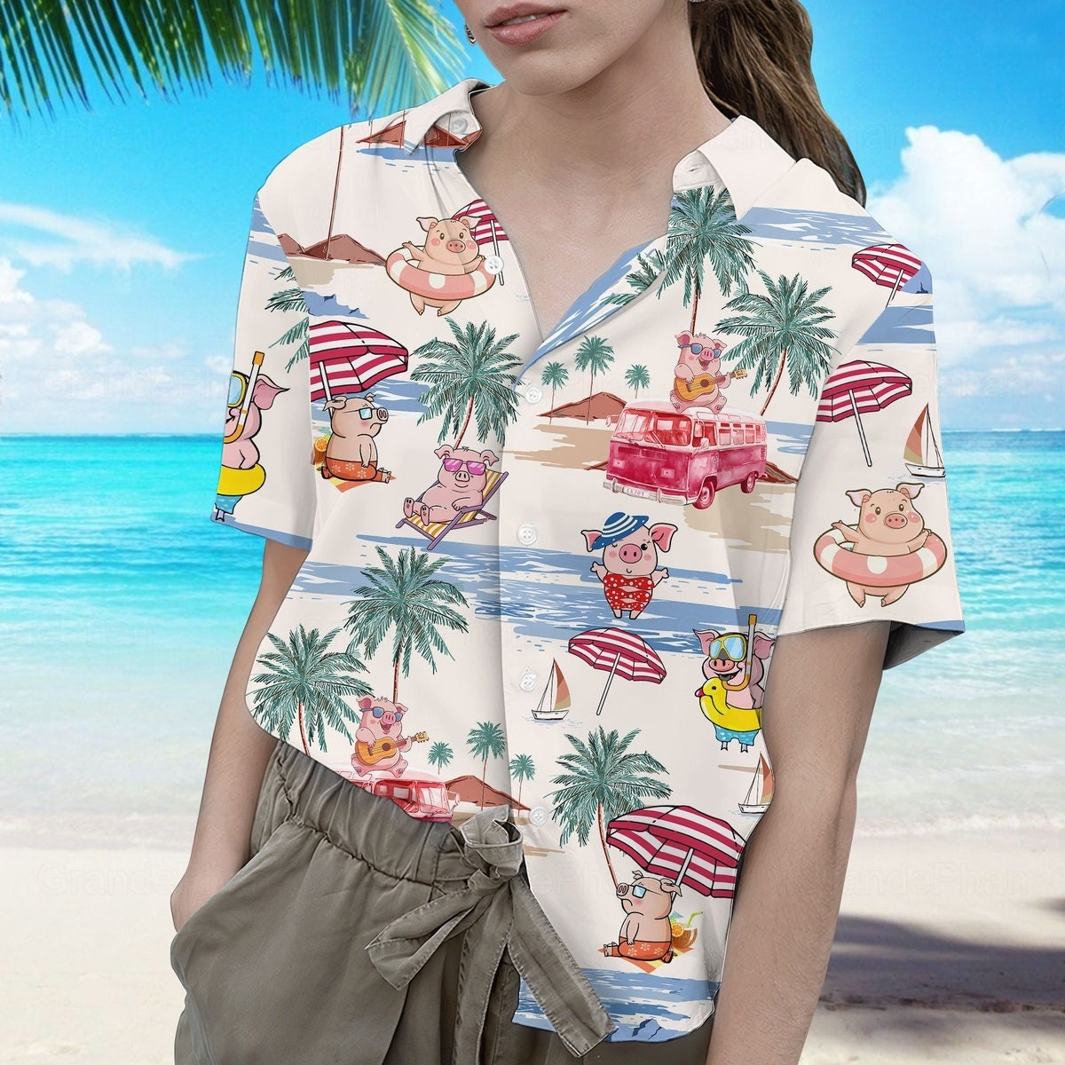 Pig Hawaiian Shirt Pig Shirt Button Down Shirt Funny Pig - Etsy