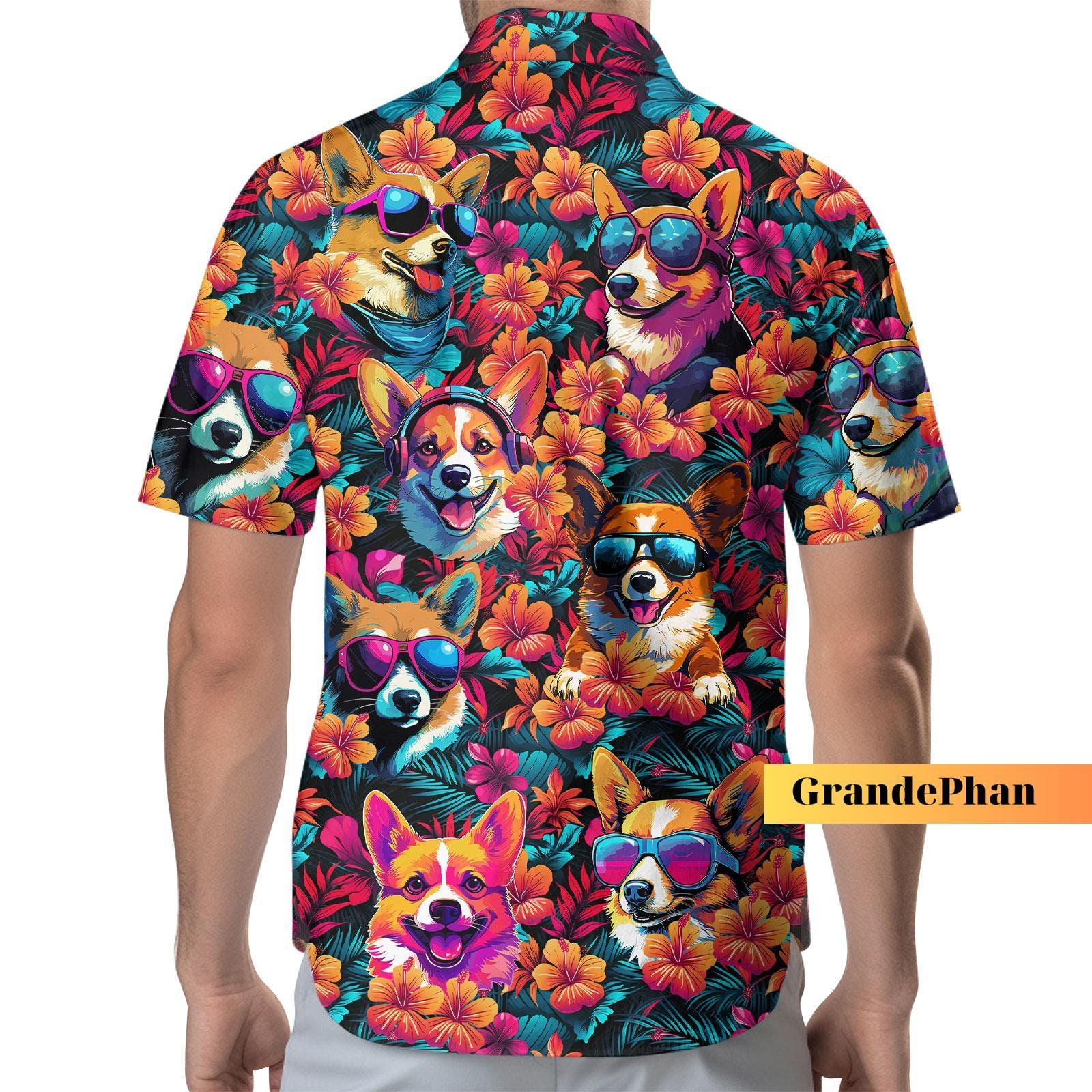 Floral Corgi Shirt, Corgi Hawaiian Shirt, Funny Corgi Shirts for Men ...