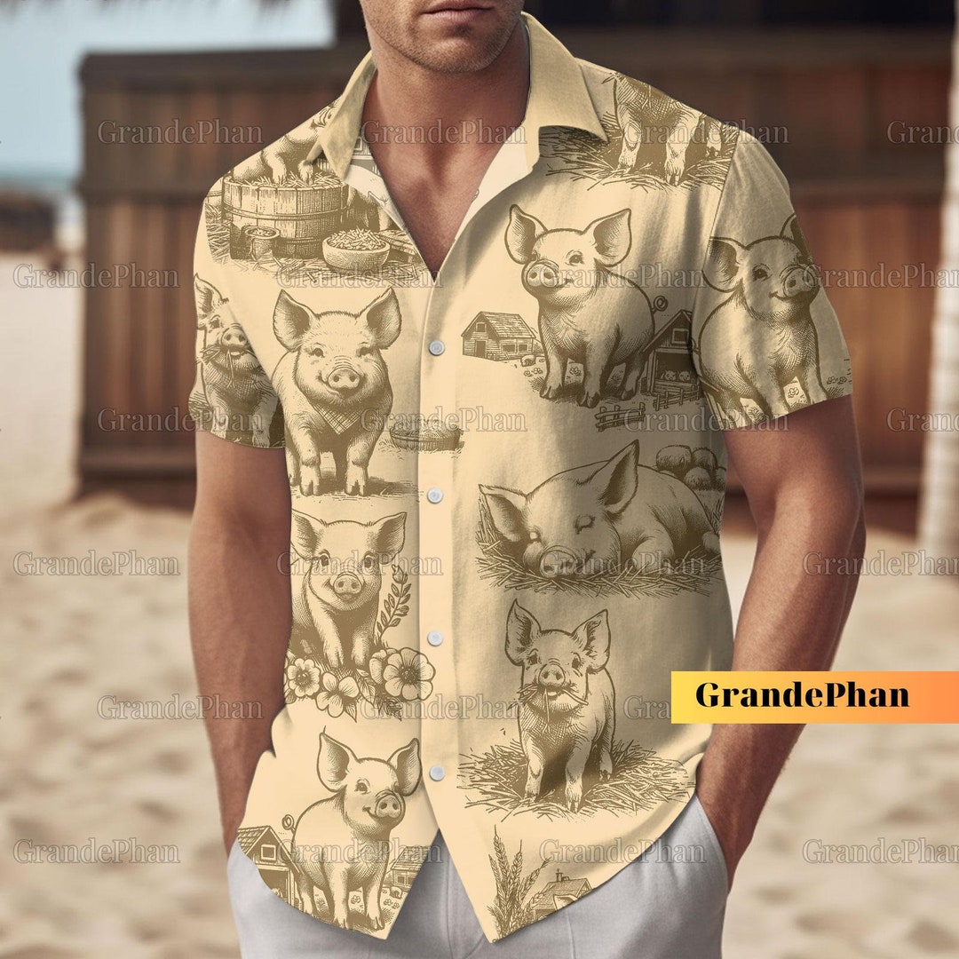 Pig Hawaiian Shirt, Pig Men Hawaiian Shirt, Pig Shirt, Women Hawaiian ...
