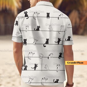Black Cat Button Shirt, Cat Meme Shirt, Cat Button Shirt Men, Black Cat ...