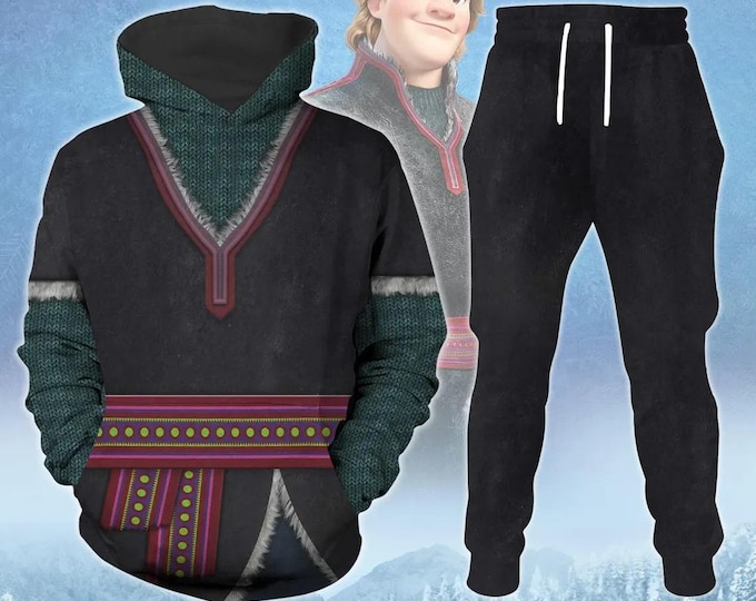 Kristoff Frozen Costume Cosplay Hoodie Jogger, Disneyworld Princess Tee ...