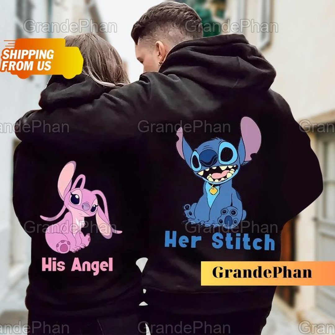 Stitch Couple Hoodies, Stitch and Angel Couple Tshirt, Her Stitch His ...