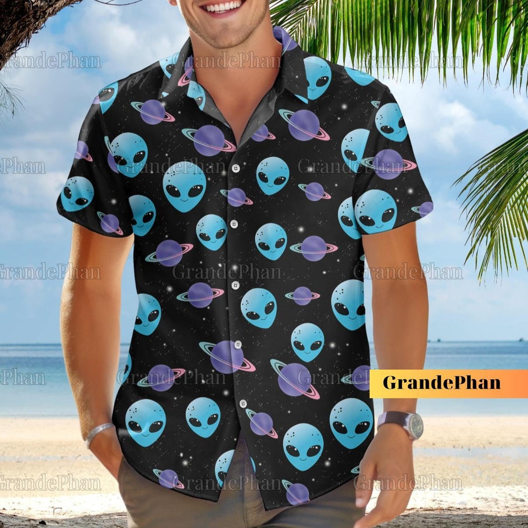 Alien Hawaiian Shirt, Ufo Alien Shirt, Ufo Hawaiian Shirt, Space Ufo ...