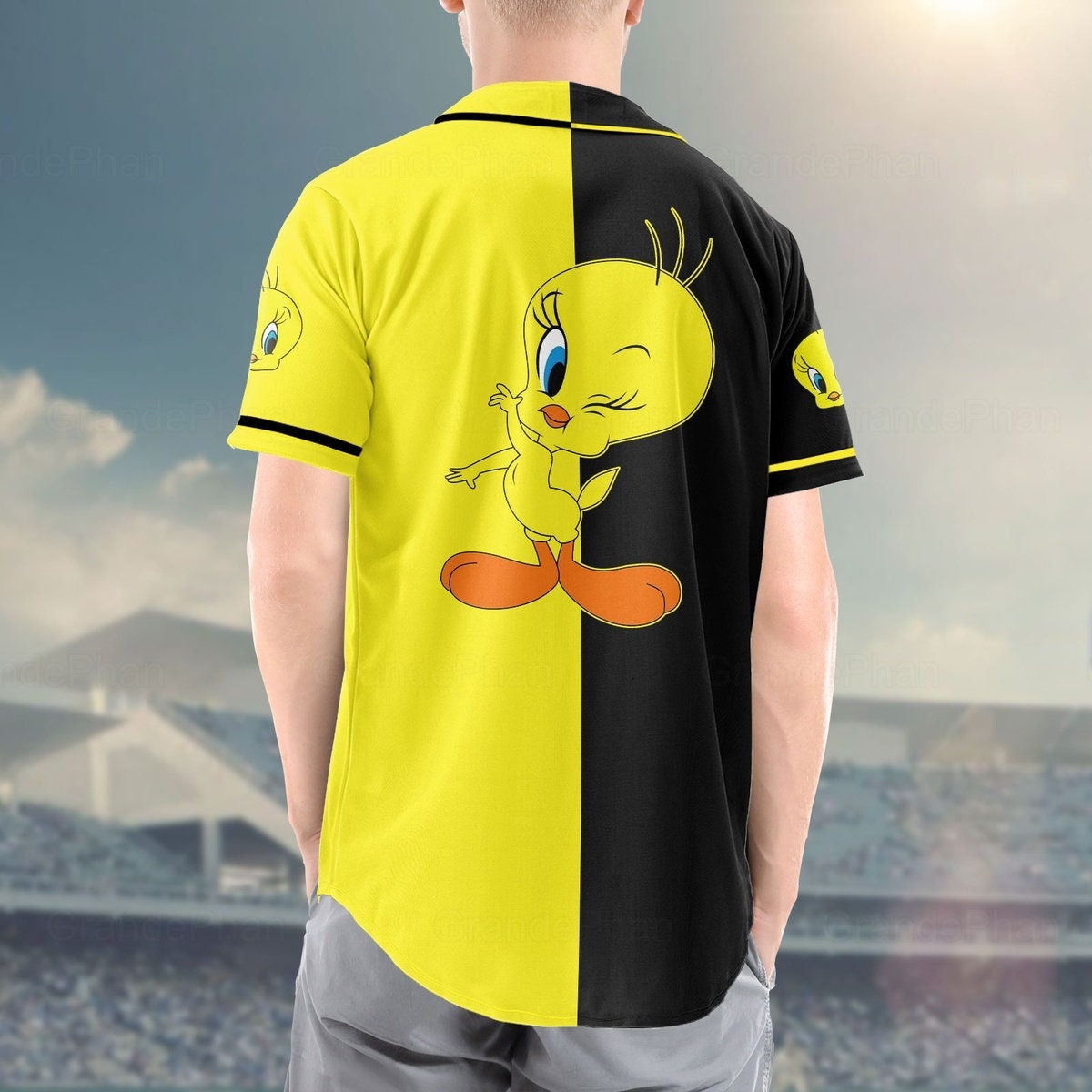 Tweety Bird Jersey, Custom Tweety Baseball Jersey, Shirt for Men ...