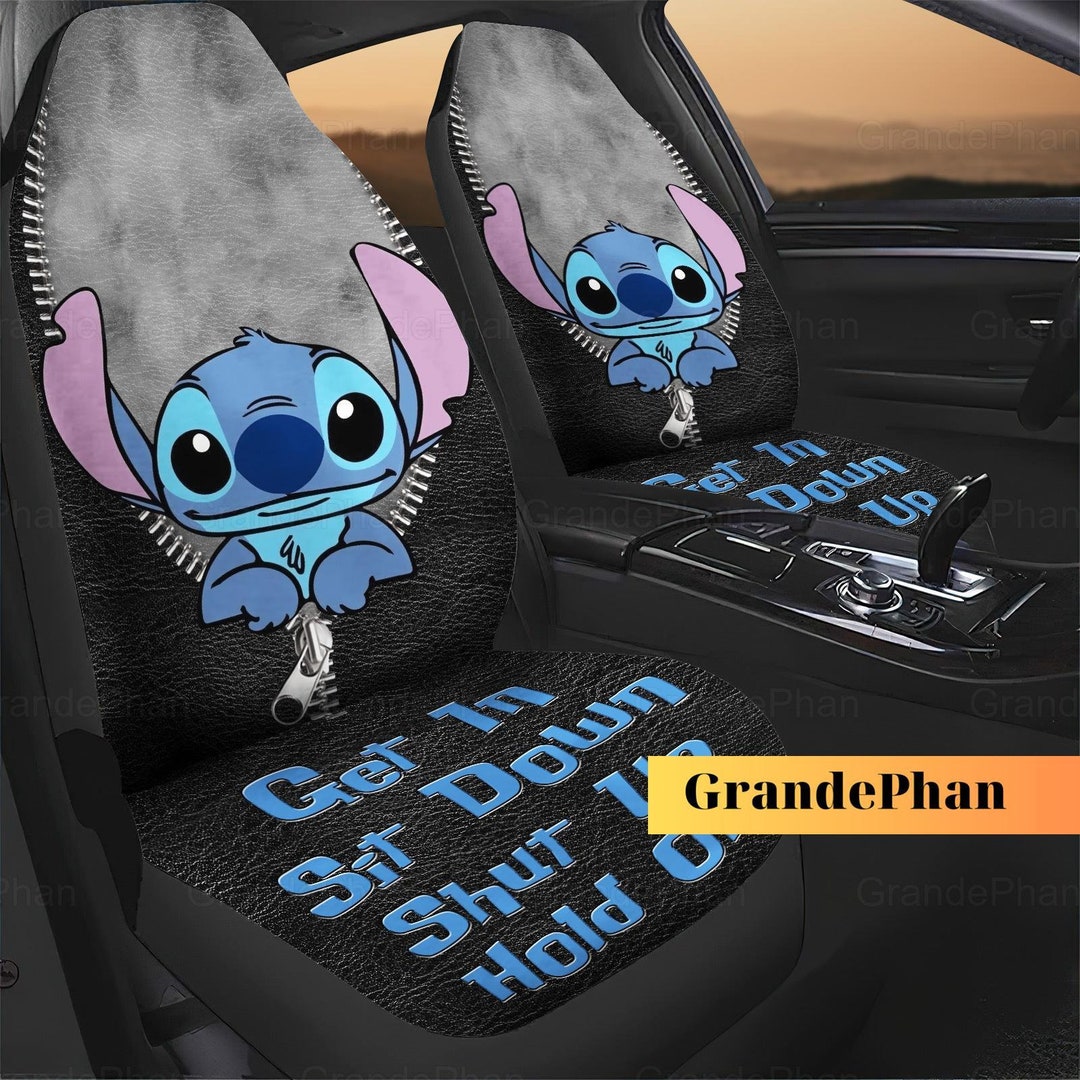 Stitch Car Seat Covers, Stitch Car Decor, Stitch Get in Sit Down Shut ...