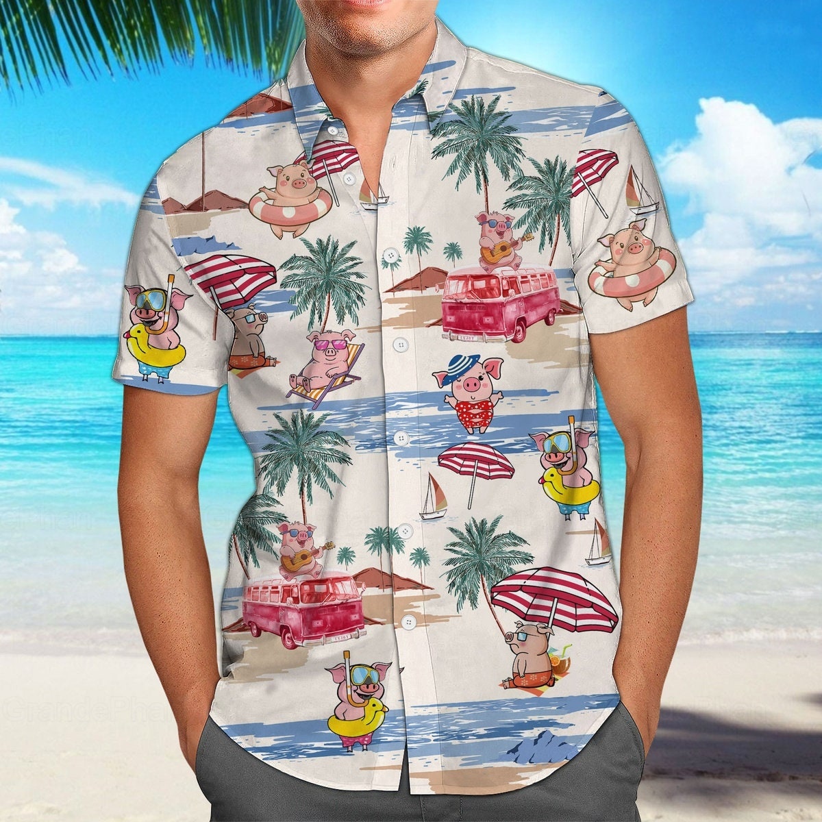 Pig Hawaiian Shirt Pig Shirt Button Down Shirt Funny Pig - Etsy