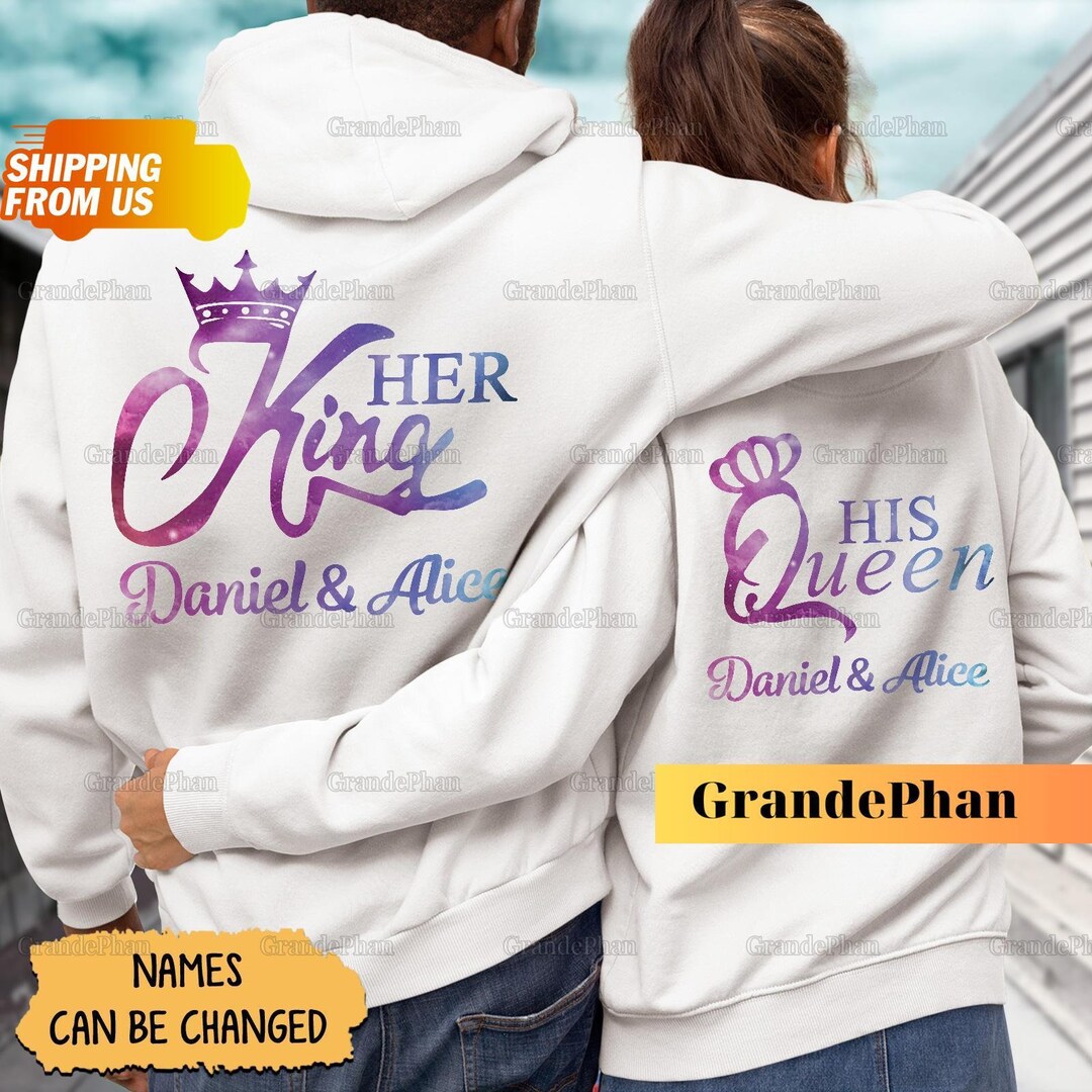 Her King/his Queen Items, Personalized Matching Couple Hoodie ...
