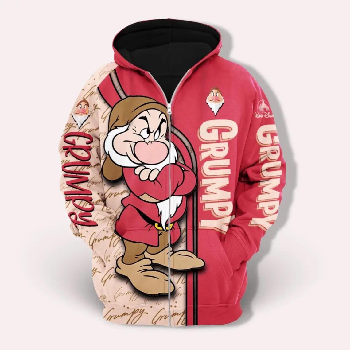 Grumpy Dwarf 3D Hoodie, Disney Dwarf Tshirt, Snow White Sweatshirt ...