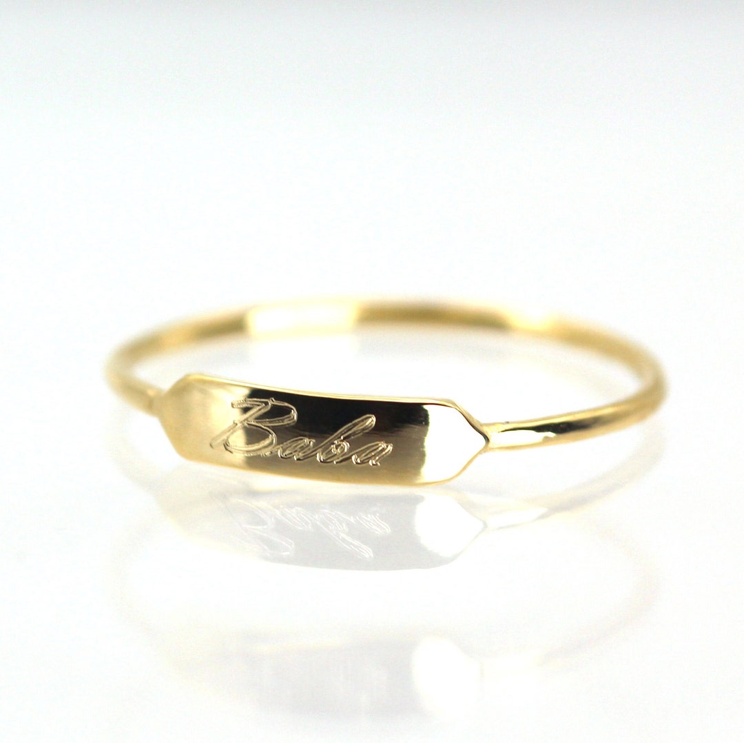 14k Gold Bar Signet Ring. Plain Modern Signet Ring, 18k Rose Signet Ring / Rings for Baby / Kids ...