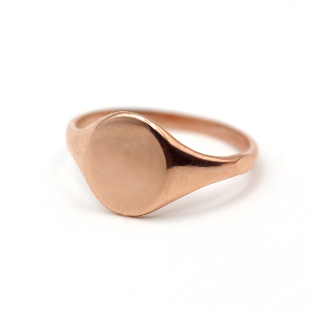 14k Rose Gold Signet Ring. Plain Modern Signet Ring, 18k Rose Signet ...