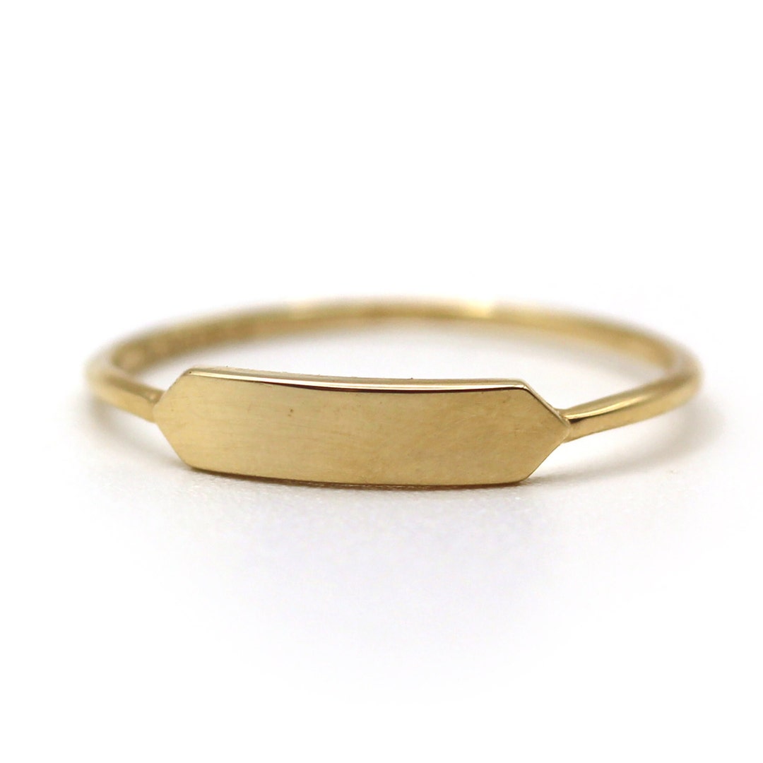 14k Gold Bar Signet Ring. Plain Modern Signet Ring 18k Rose - Etsy