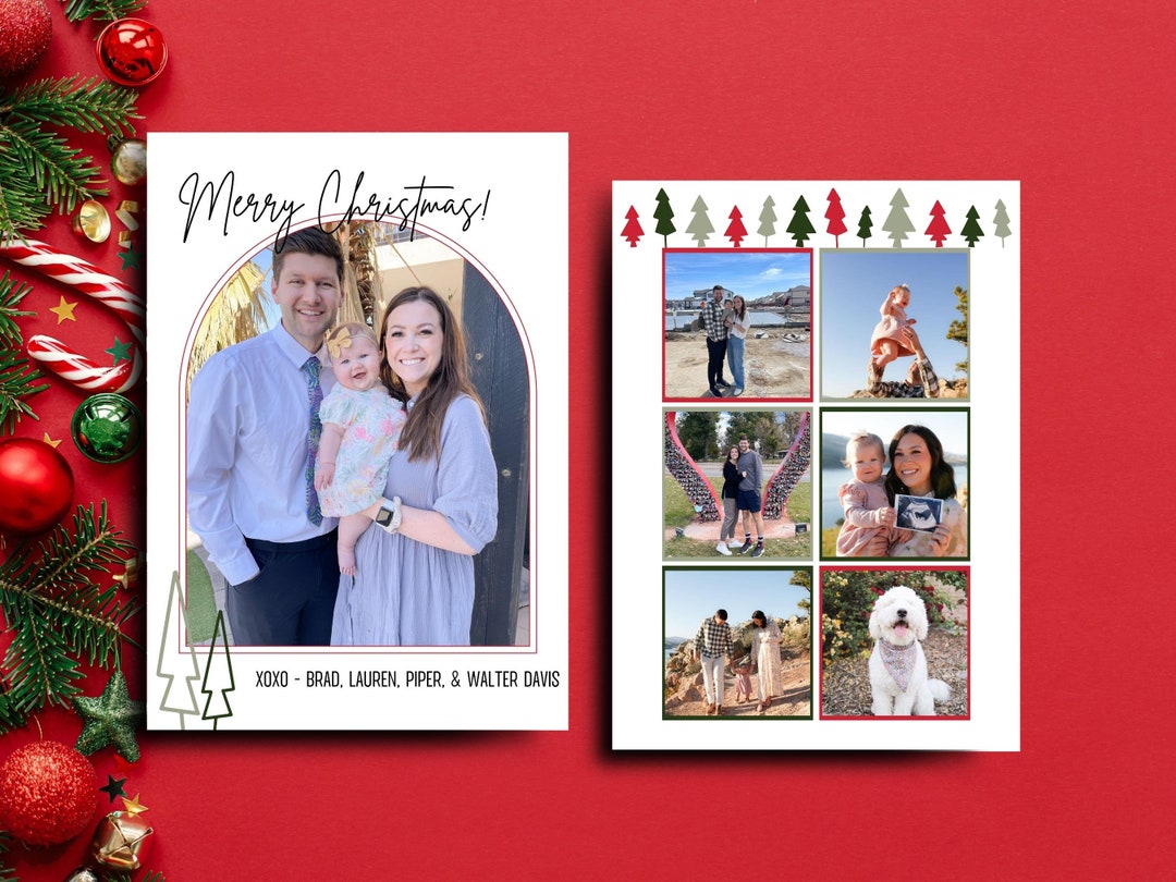 Editable Christmas Card Template, Merry Christmas Colorful Holiday Card ...