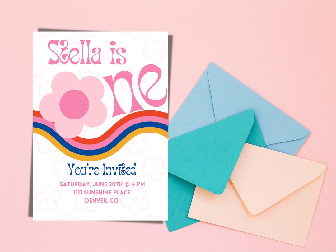 1st Year Birthday Party Invitation, Digital Canva Download, Editable ...