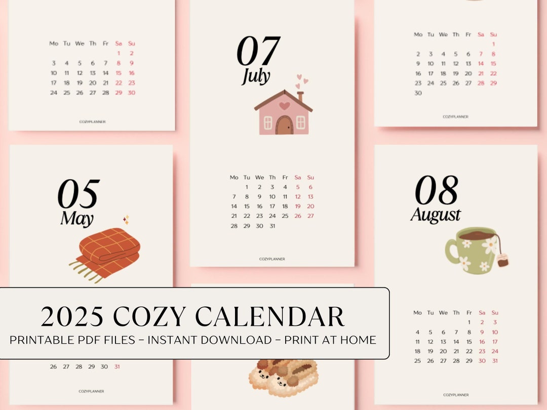 Printable Calendar 2025 Cozy Theme Calendar for Planning Journaling ...