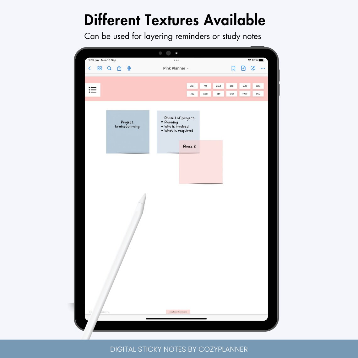 Digital Planner Sticky Notes for Studying and Planning Post It Notes ...