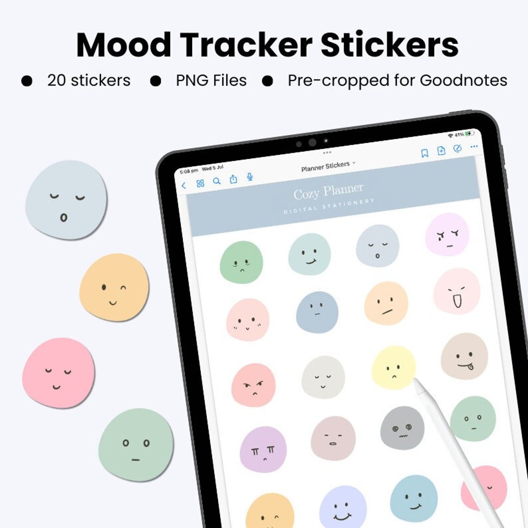 Digital Stickers for Mood Tracking Emoji Stickers for Digital Planning ...