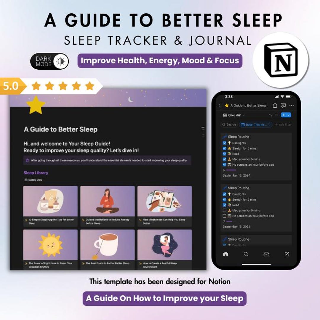 Sleep Tracker Notion Template Sleep Log Template Sleep Journal Sleep ...