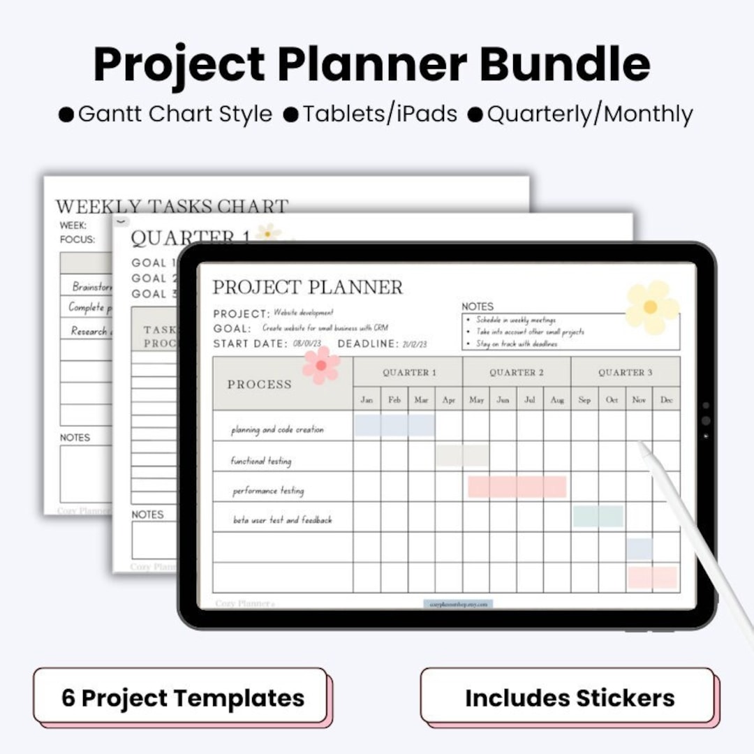 Digital Project Planner Pdf and Tracker Template for Goodnotes and Ipad ...