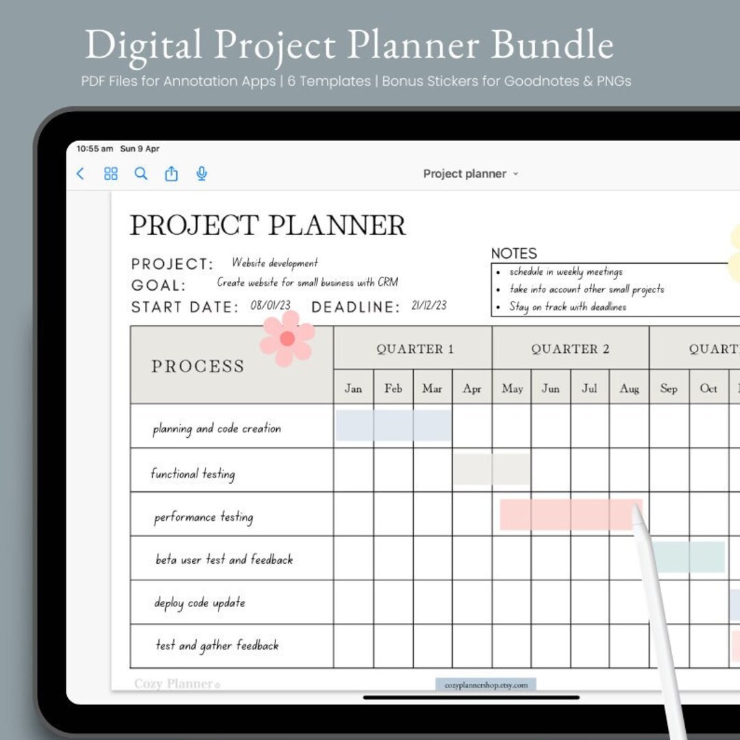 Digital Project Planner Pdf and Tracker Template for Goodnotes - Etsy