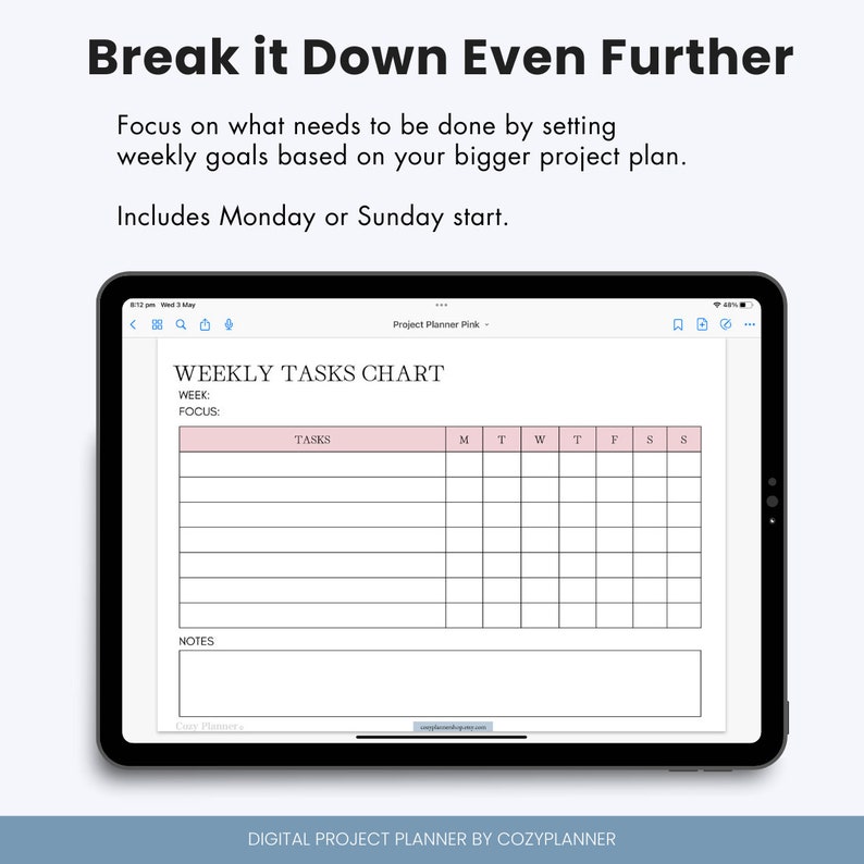 Project Timeline Templates for Goodnotes, Notability, Xodo, Pastel Pink ...