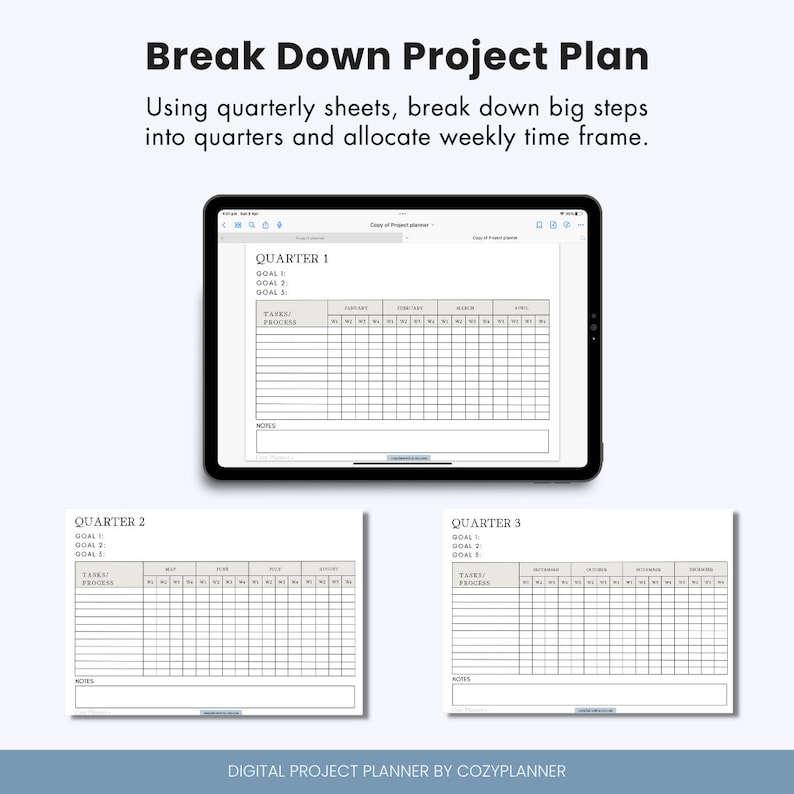 Digital Project Planner Pdf and Tracker Template for Goodnotes and Ipad ...