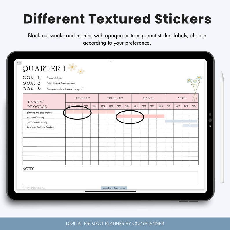 Project Timeline Templates for Goodnotes, Notability, Xodo, Pastel Pink ...