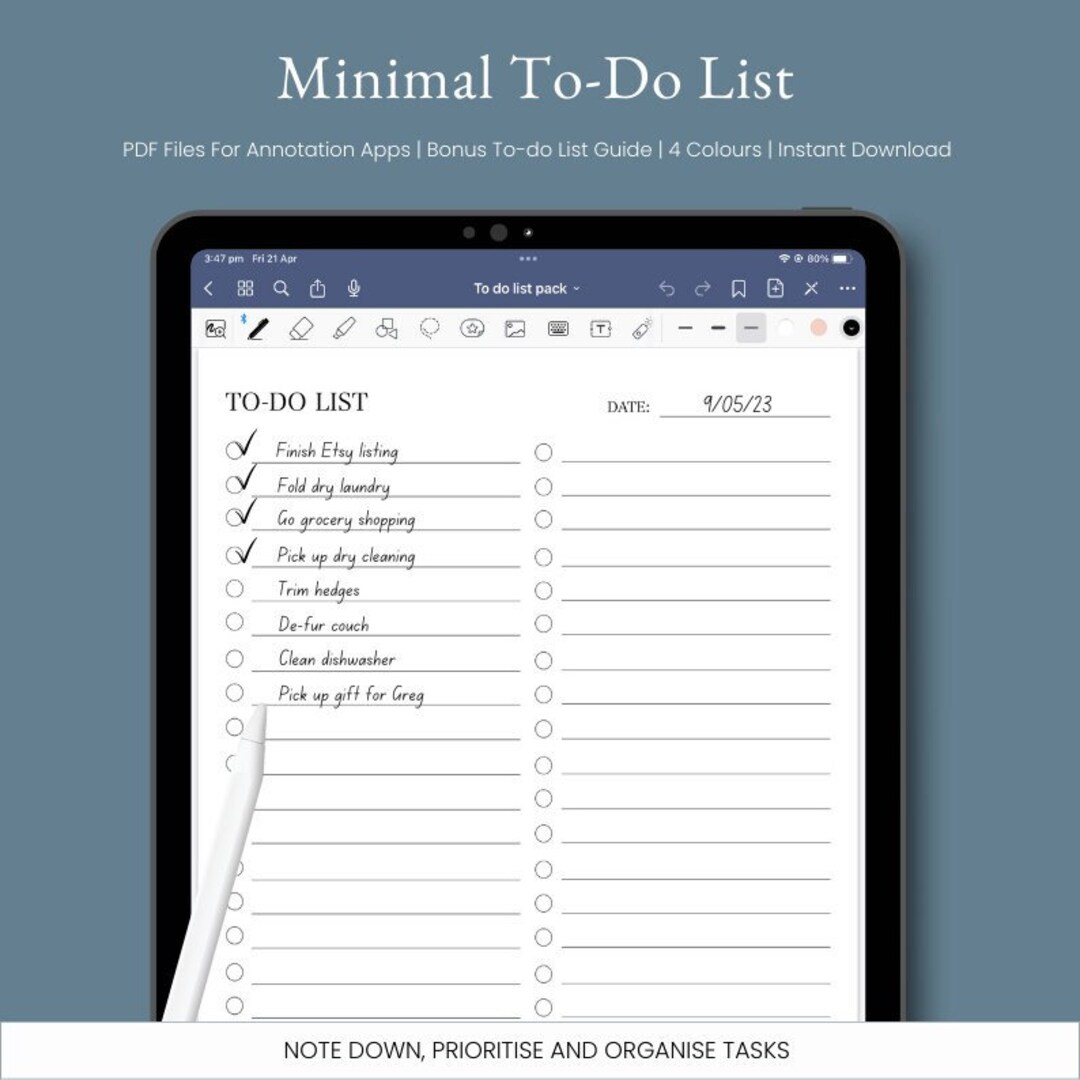 To Do List Ipad to Do List Template for Organising Tasks List - Etsy