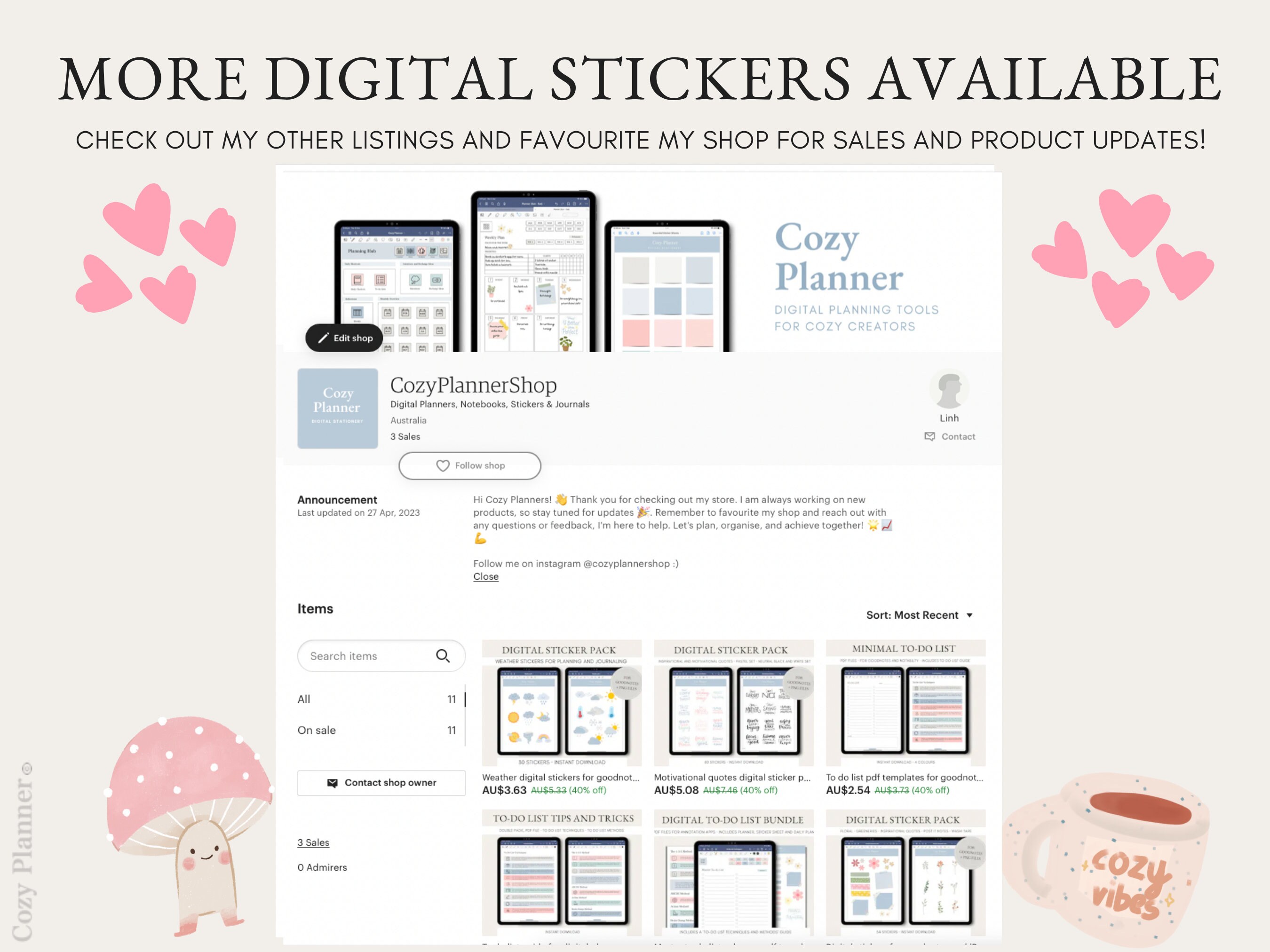 Digital Sticky Notes for Goodnotes and Ipad, Pastel Cute Stickers for ...