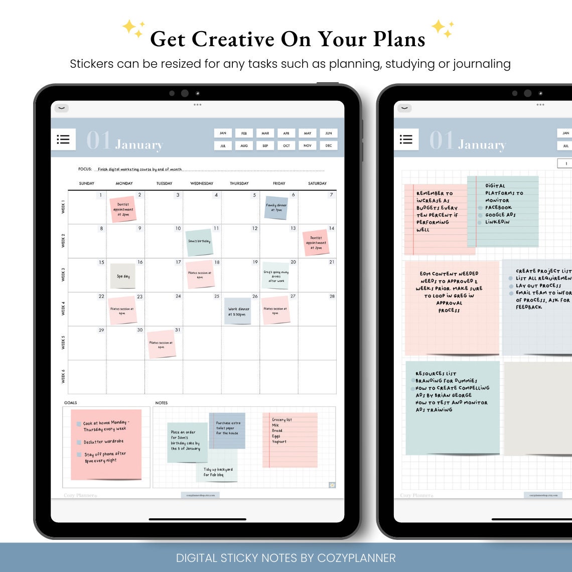 Digital Planner Sticky Notes for Studying and Planning Post It - Etsy