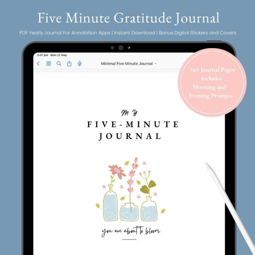 Gratitude Journal 5 Minute Journal Prompts Journal Self-care - Etsy