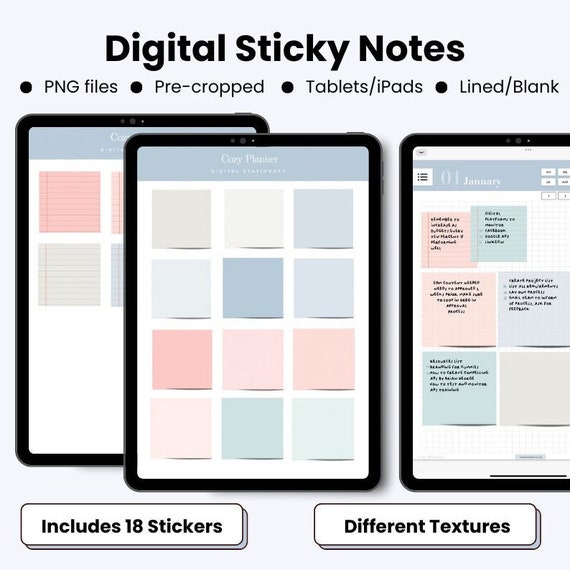 Digital Planner Sticky Notes for Studying and Planning Post It Notes for iPad and Android Sticky Notes Pastel Coloured Online Sticky Notes Etsy