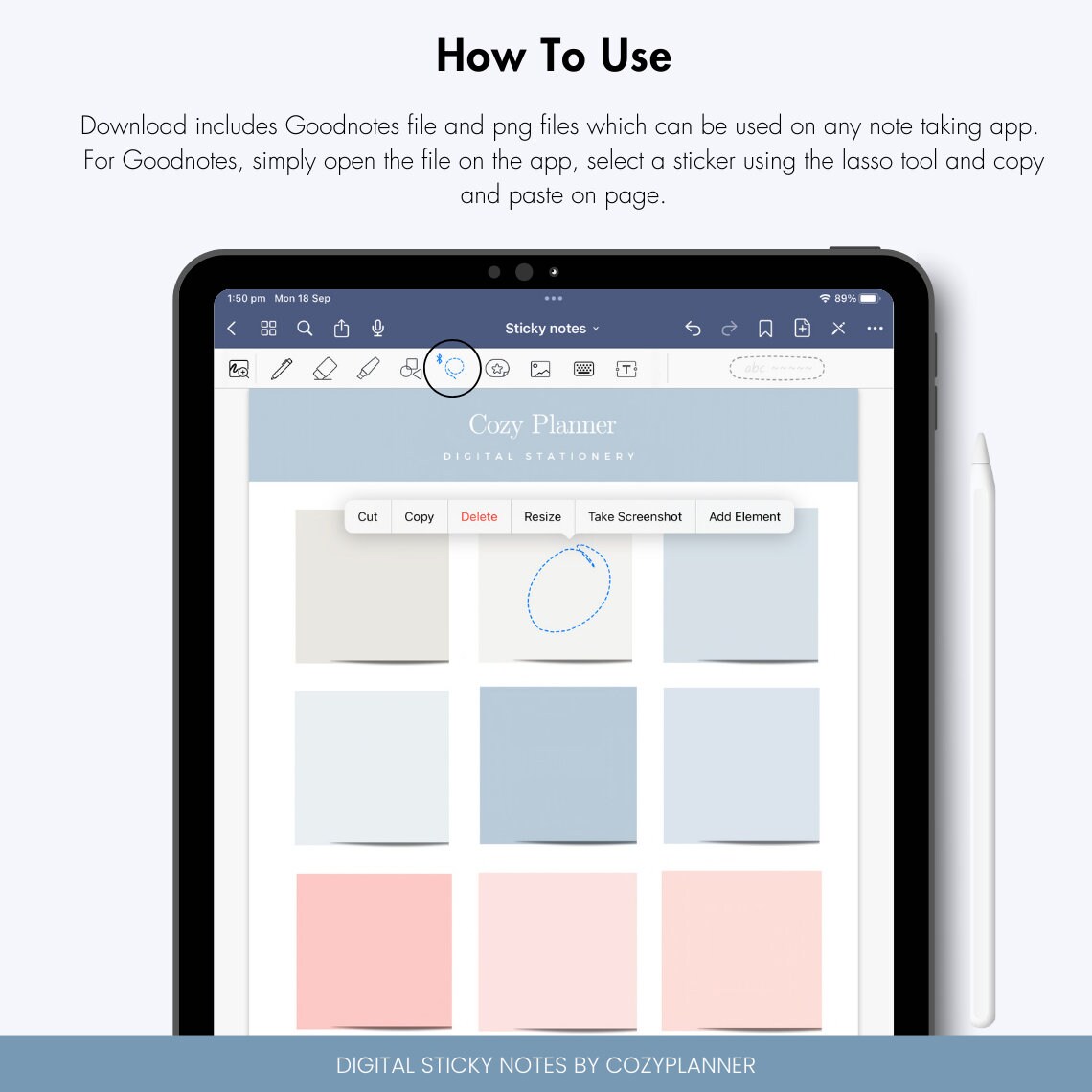 Digital Planner Sticky Notes for Studying and Planning Post It Notes ...