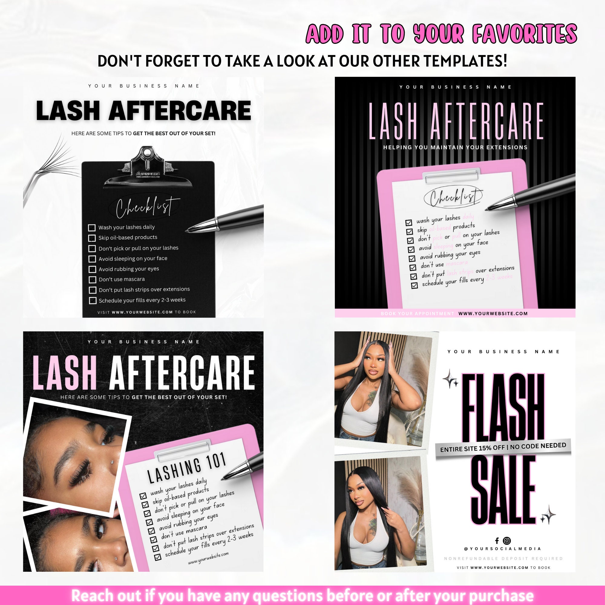 DIY Lash Aftercare Instructions Flyer Lash Flyer Lash Tech Flyer Lash ...