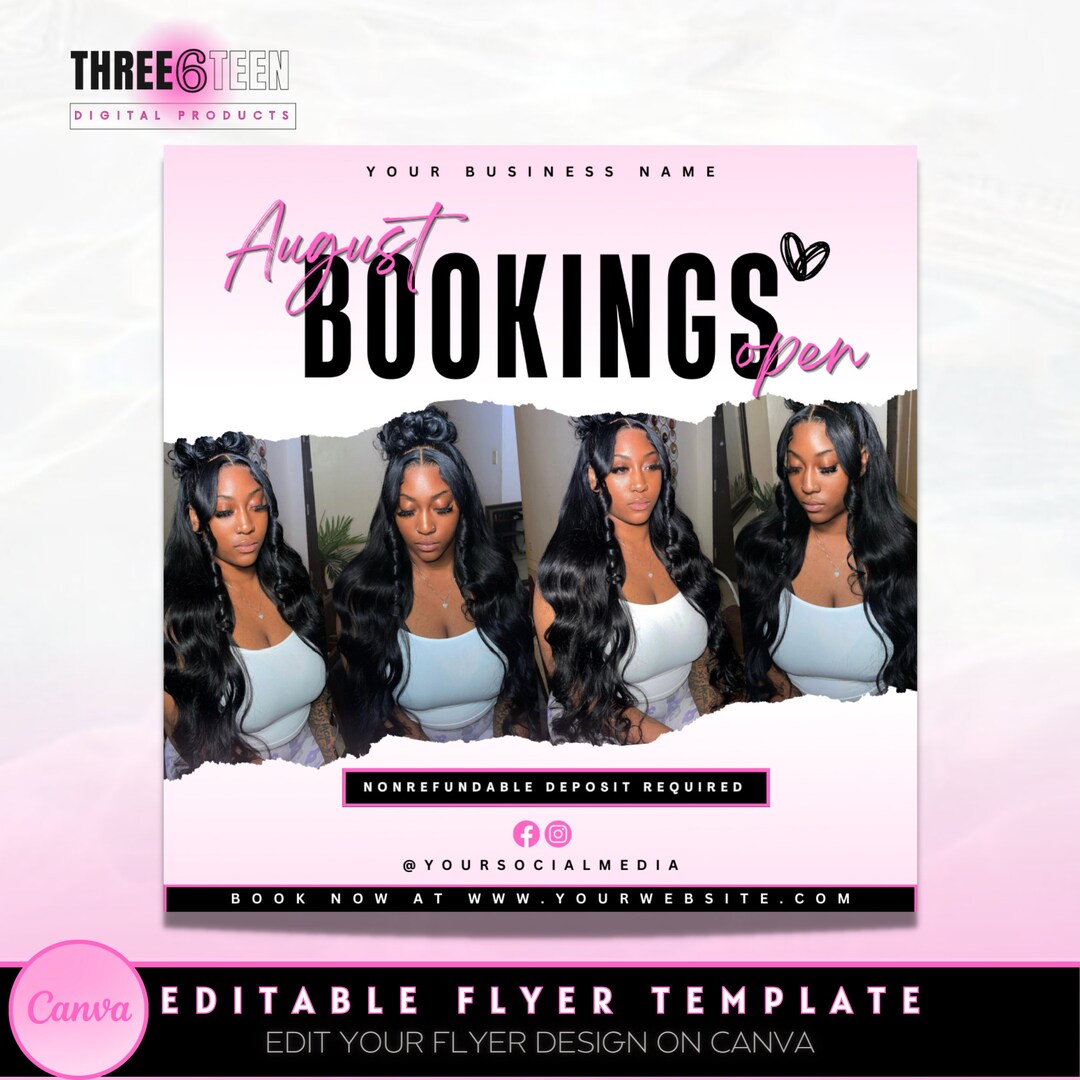 DIY Monthly Bookings Flyer Bookings Open for Lash Tech Hairstylist ...