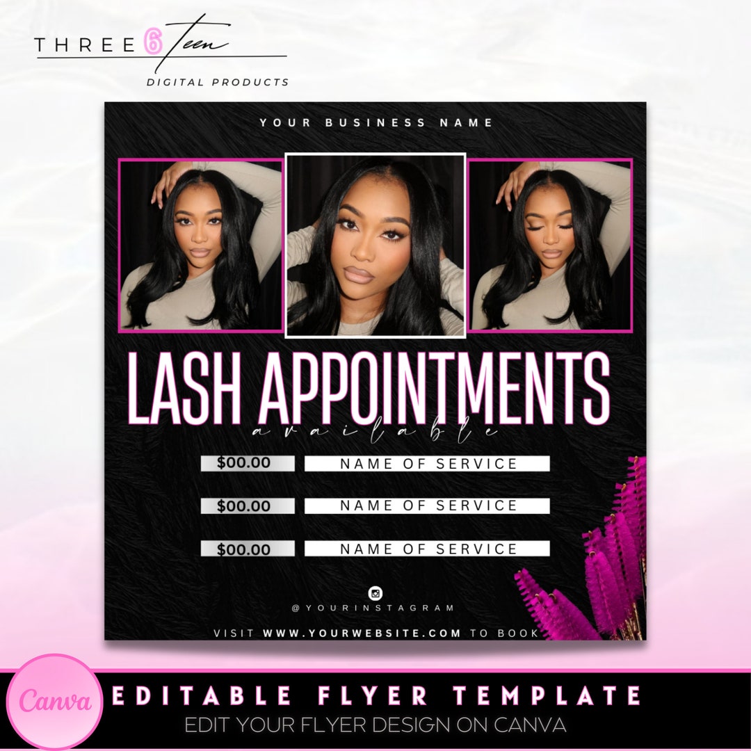 DIY Lash Bookings Flyer| Book Lash Appointments Lash Tech Flyer Book ...