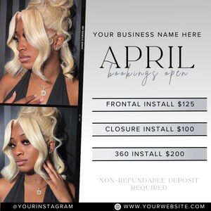 DIY Booking Flyer| April Appointments Available Hair Nail Lash Mua ...