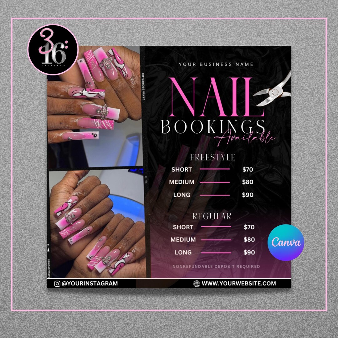 DIY Nail Booking Flyer| Sale Flyer, Nail Tech Bookings Open, Nail ...