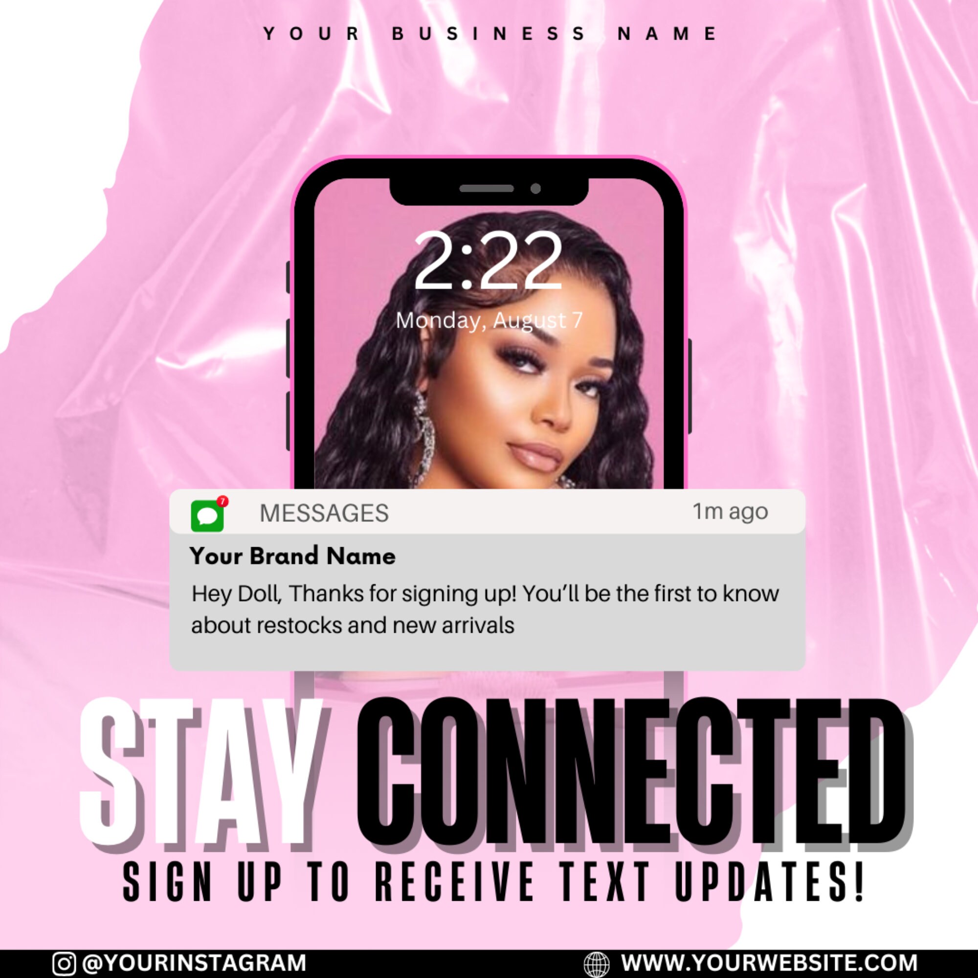 DIY Text Alert Flyer Subscribe Now Notification Flyer Boutique Lash ...