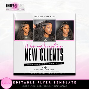 DIY Booking Flyer| New Clients Flyer Lash Nails Hair Install Lace Wigs ...