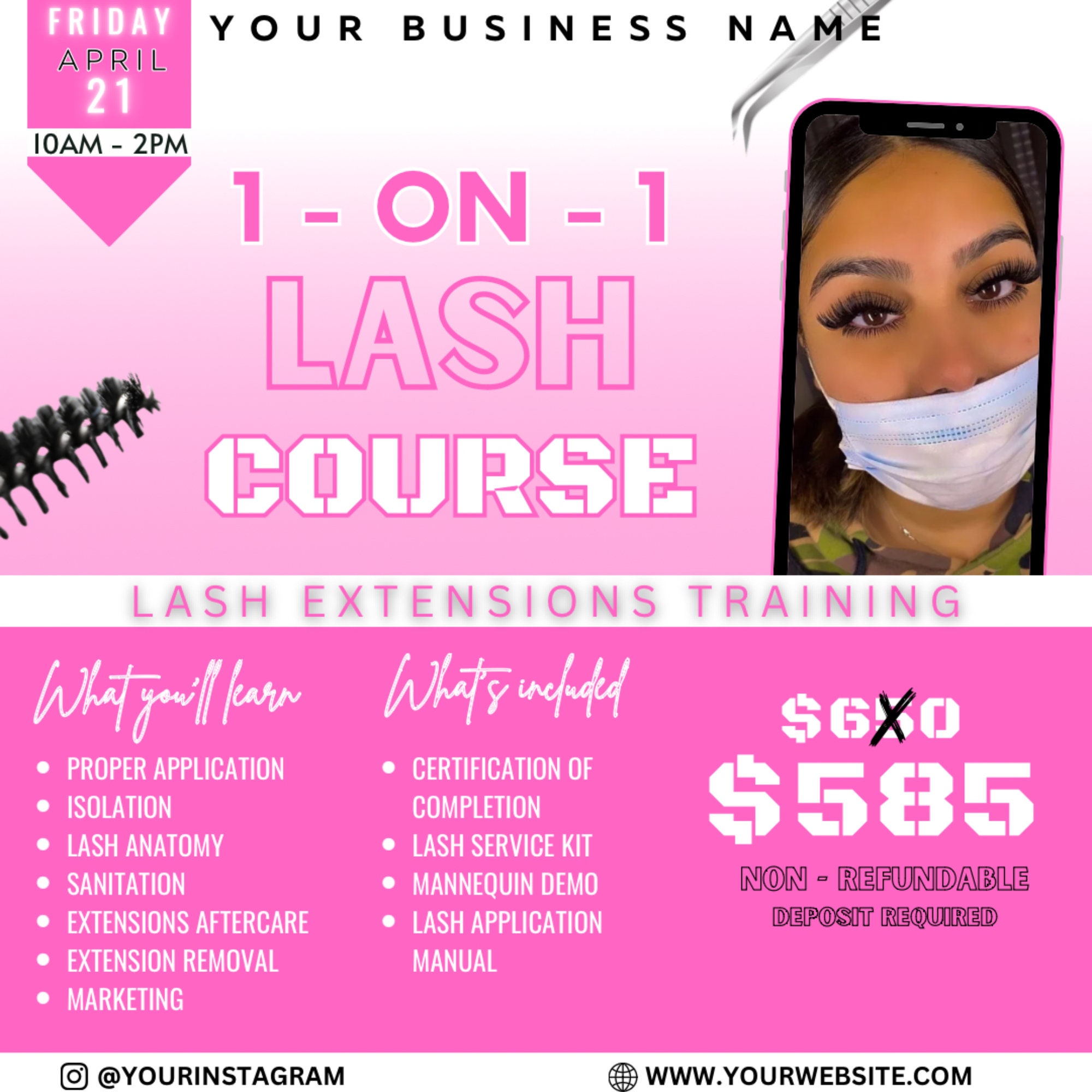 DIY Lash Tech Flyer 1 on 1 Lash Course Flyer Mua Hairstylist Nails ...