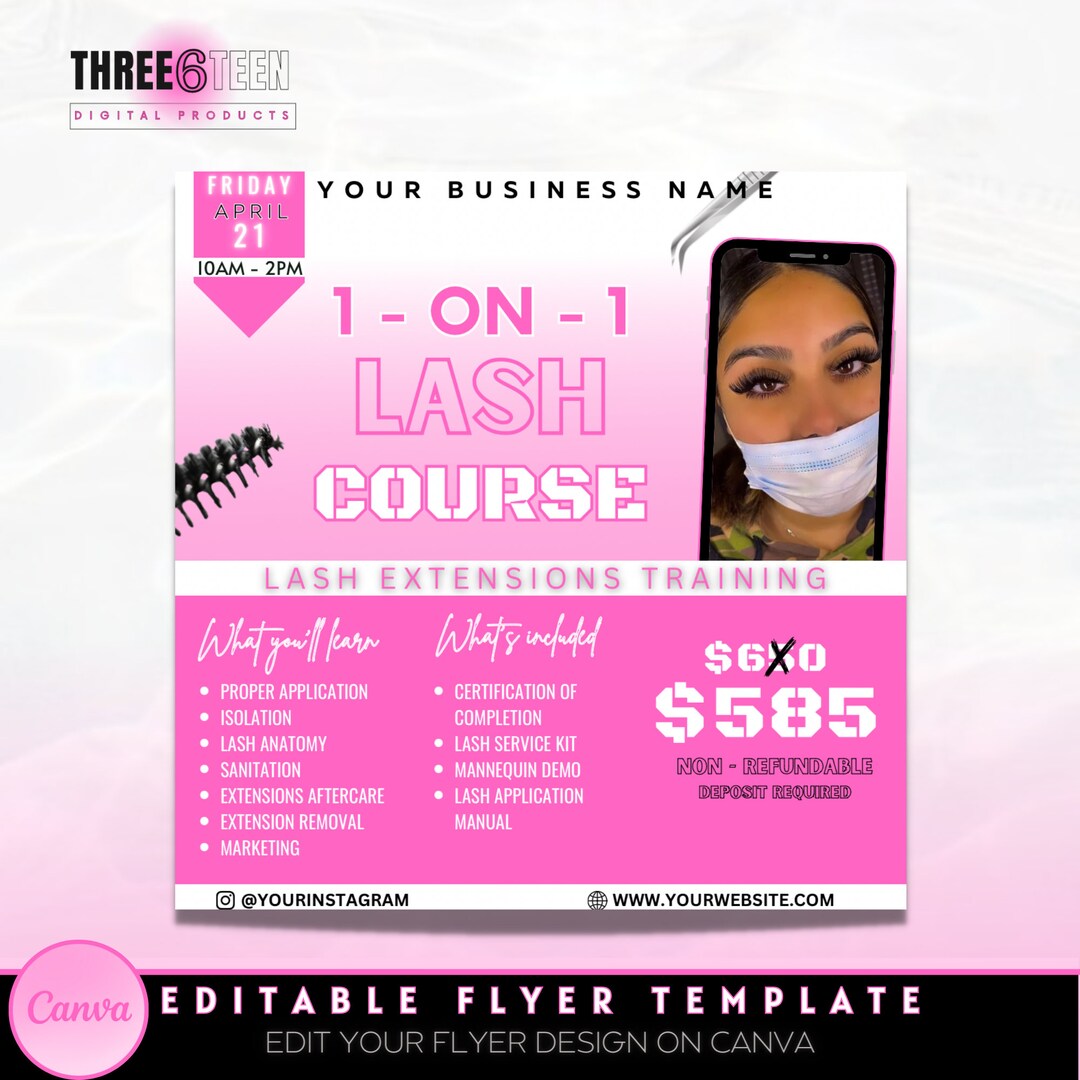 DIY Lash Tech Flyer 1 on 1 Lash Course Flyer Mua Hairstylist Nails ...