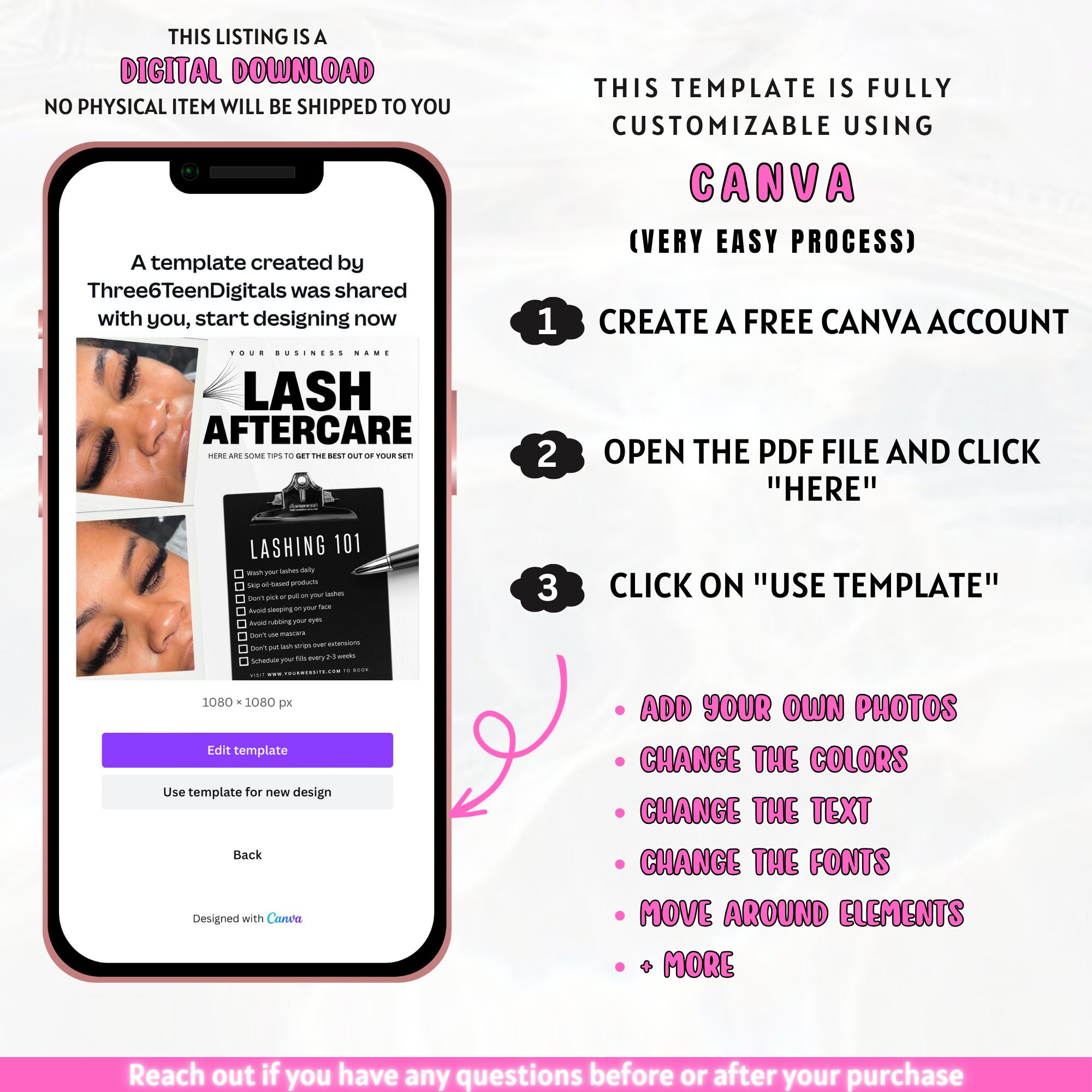 DIY Lash Aftercare Instructions Flyer Lash Flyer Lash Tech Flyer Lash ...