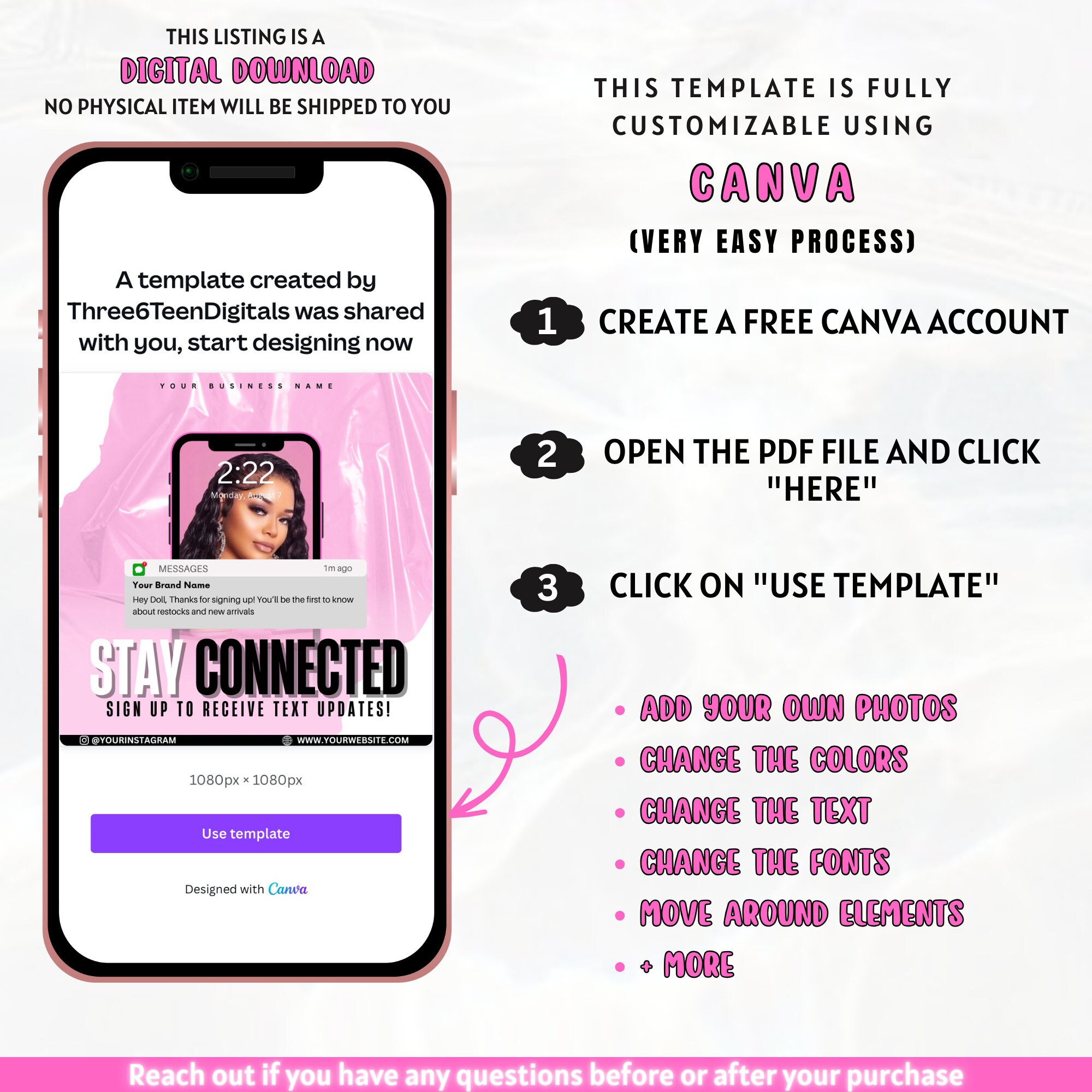 DIY Text Alert Flyer Subscribe Now Notification Flyer Boutique Lash ...
