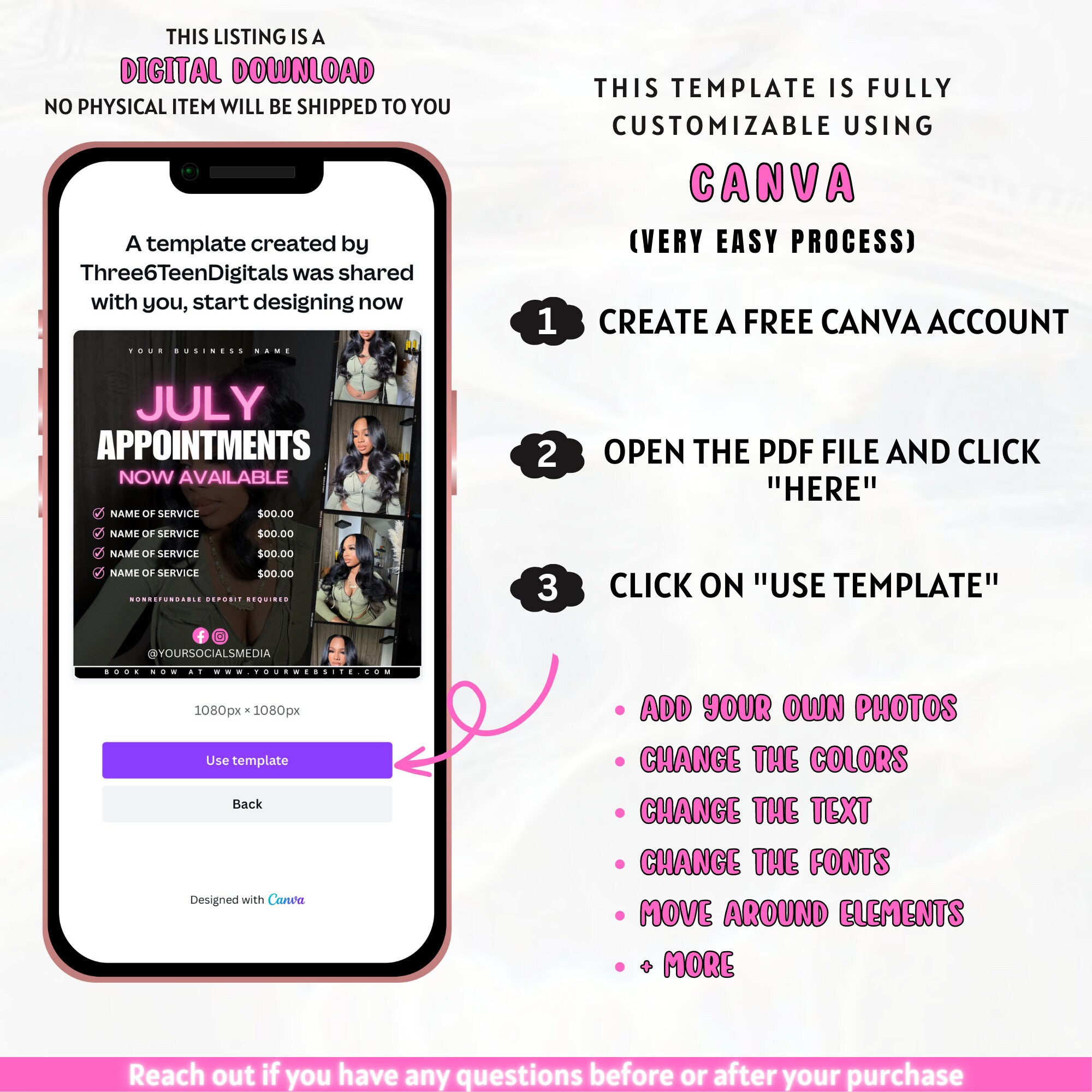 DIY Appointments Available Flyer Book Now Monthly Bookings - Etsy