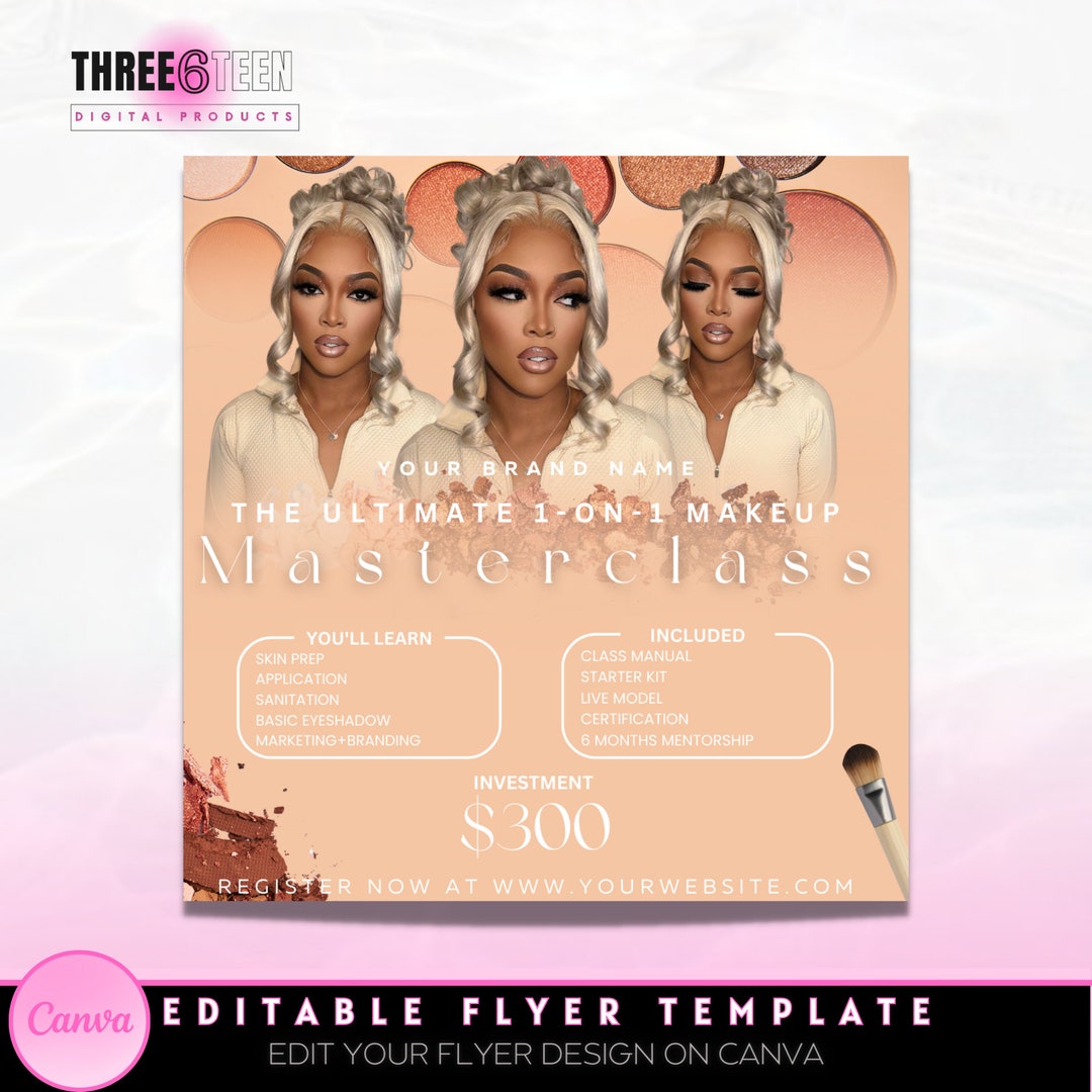 DIY Makeup Class Flyer| Mua Class Flyer| Beauty Training Class Hair ...