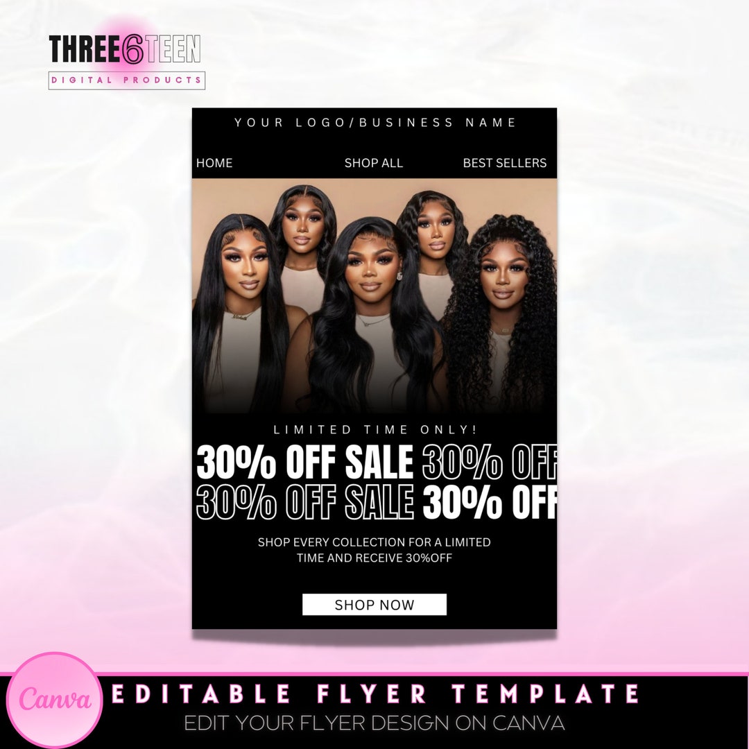 Wig Boutique Email Newsletter Template: DIY Sales & Marketing (canva ...